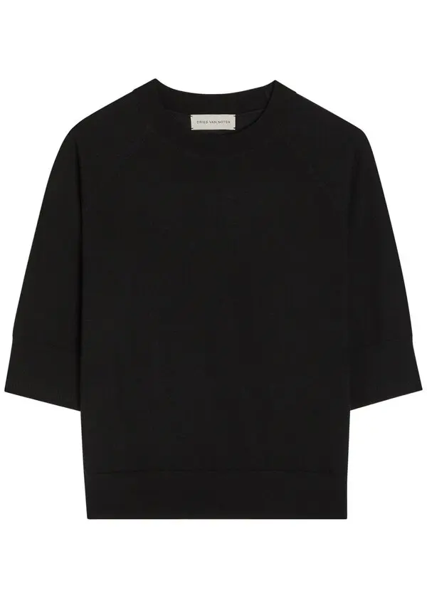 Dries Van Noten Tuan Merino Wool Top - Black