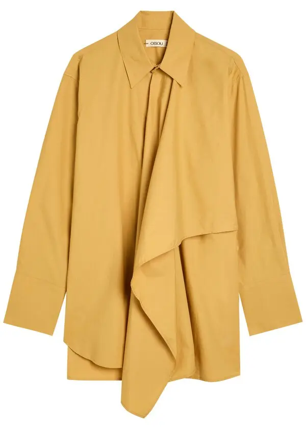 Ossou Tess Asymmetric Cotton-poplin Shirt - Yellow