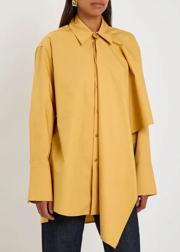Ossou Tess Asymmetric Cotton-poplin Shirt - Yellow