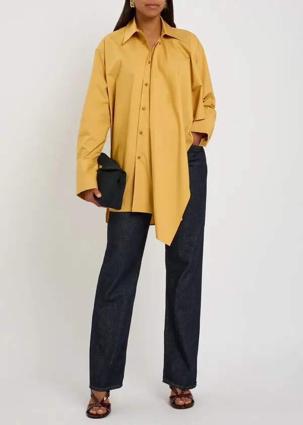 Ossou Tess Asymmetric Cotton-poplin Shirt - Yellow