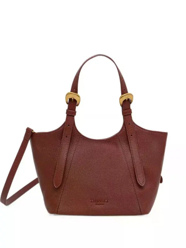 TWINSET Buckle-detail Pebbled Leather Tote Bag - Red