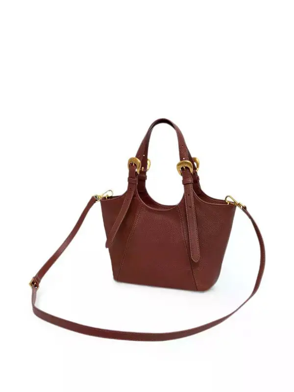 TWINSET Buckle-detail Pebbled Leather Tote Bag