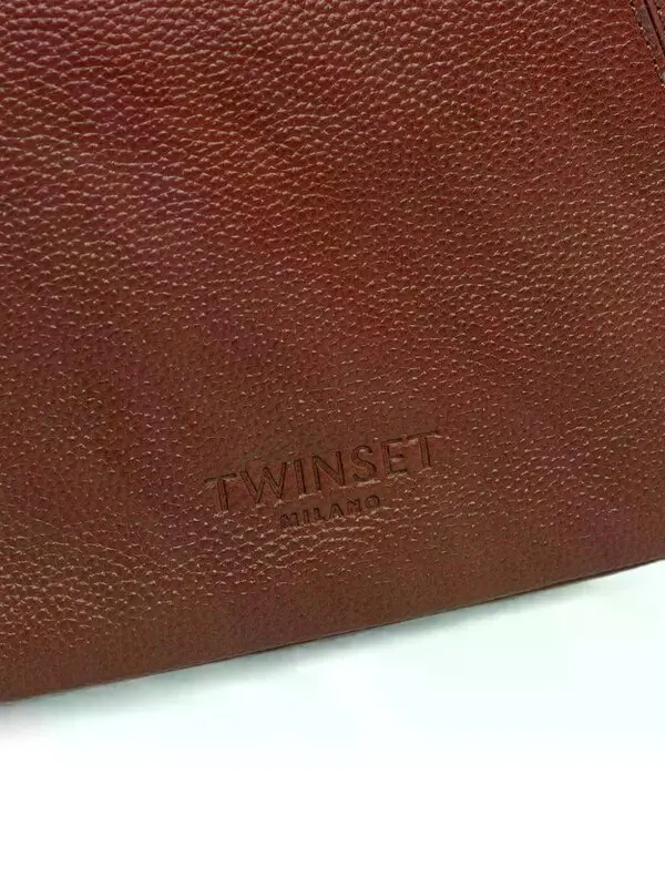 TWINSET Buckle-detail Pebbled Leather Tote Bag