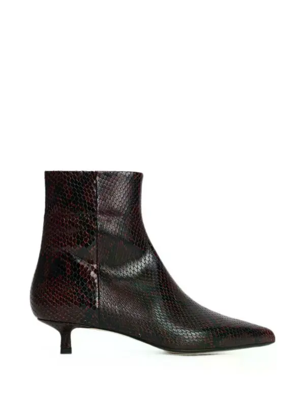 AeydĒ Snakeskin-effect Pointed-toe Ankle Boots - Red