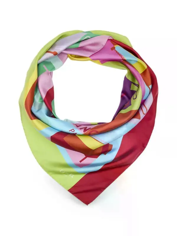 LANCEL Graphic-print Silk Scarf - Pink