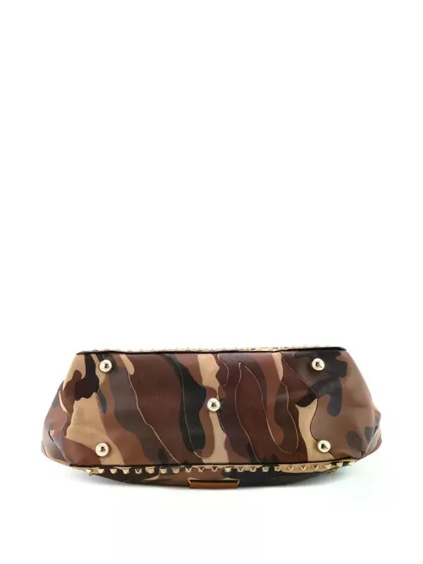 Valentino Garavani Rockstud Camo Leather And Canvas Tote Bag