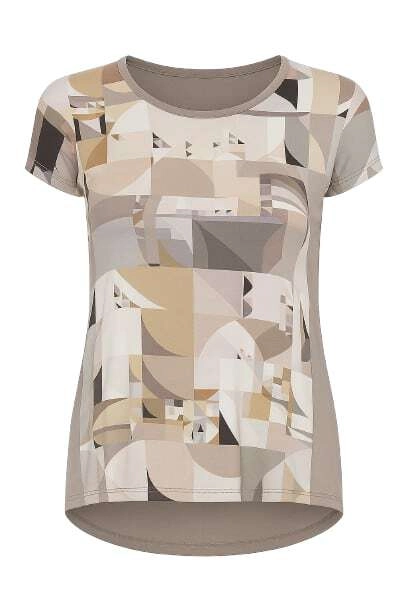 CONQUISTA Short Sleeved Geometric Print Top