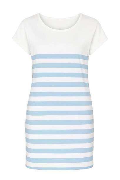 CONQUISTA Short Sleeved Striped Dress - Blue