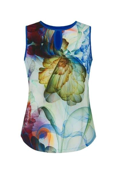 CONQUISTA Royal Keyhole Detail Print Top