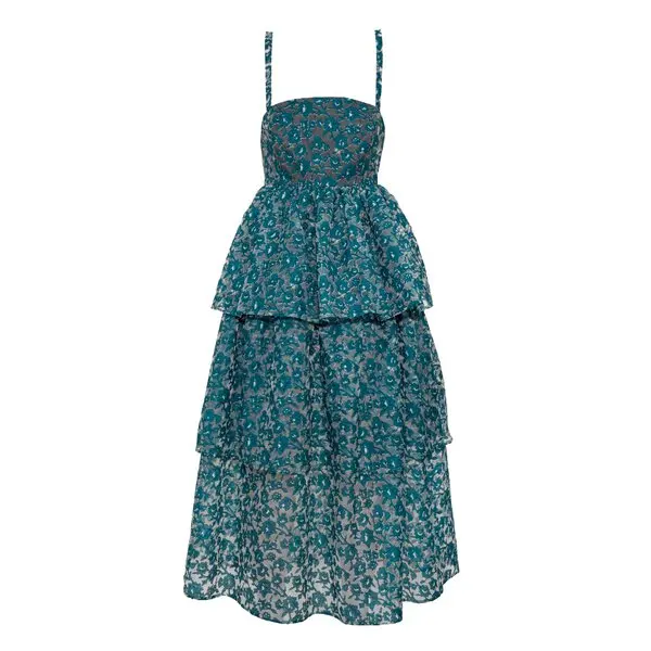 KAROLINA OZOLINSIUTE White / Blue Eila Blue Organza Maxi Dress - White/blue