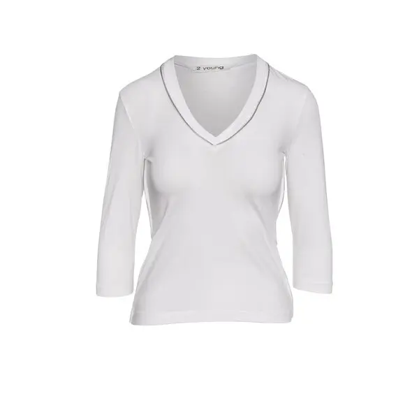 CONQUISTA Zip Detail V Neck Top