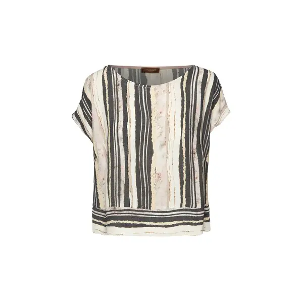 CONQUISTA Loose Fitting Sleeveless Striped Top