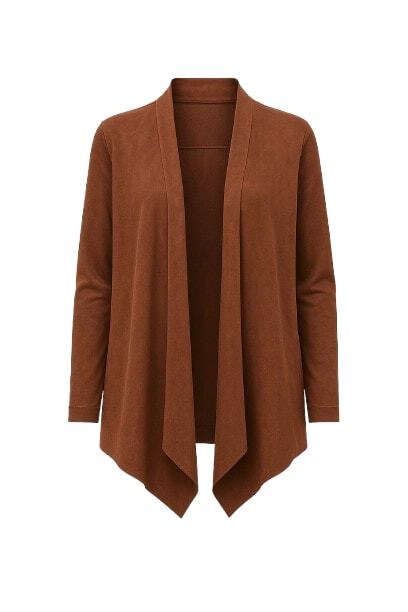 CONQUISTA Open Front Cardigan Fashion - Brown