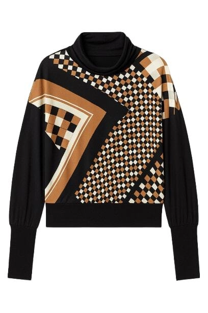 CONQUISTA Geometric Print Batwing Top