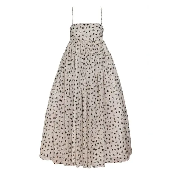 KAROLINA OZOLINSIUTE White / Black Aine Off White Maxi Dress With Bow Pattern - White/black