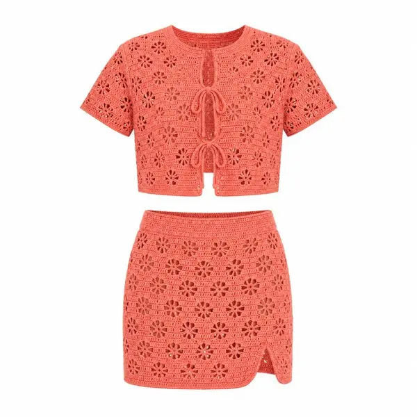 MUCHE & MUCHETTE Shara Crop Top & Mini Skirt Set - Orange