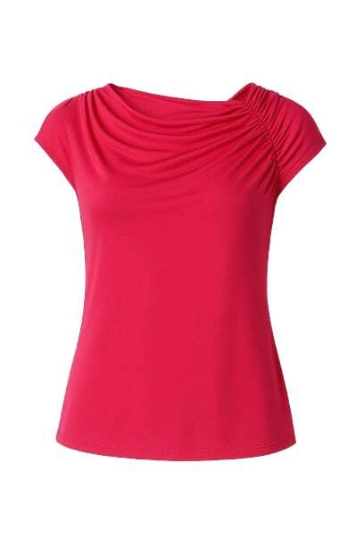 CONQUISTA Draped Shoulder Top In Viscose-elastane
