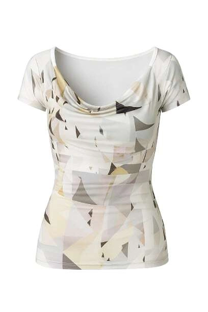 CONQUISTA Print Drape Neck Top
