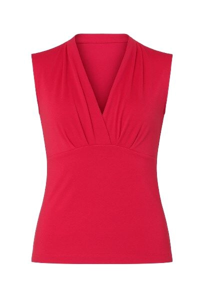 CONQUISTA V Neck Sleeveless Top - Red