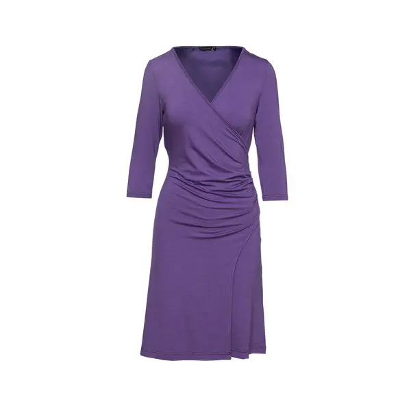 CONQUISTA Faux Wrap Wool Dress In Jersey Fabric - Blue