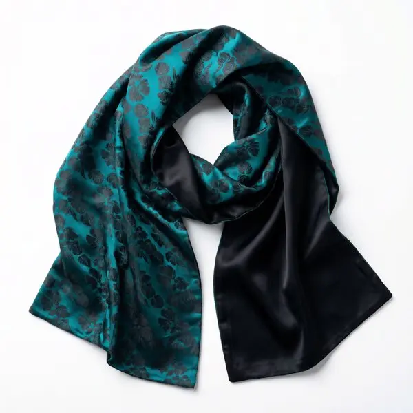 SILK AND BEARS Mallard Rose Jacquard Silk Evening Shawl — Soirée Collection - Green