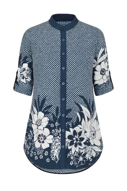 CONQUISTA Long & White Print Shirt