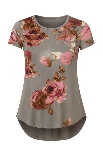 CONQUISTA Short Sleeve Floral Top