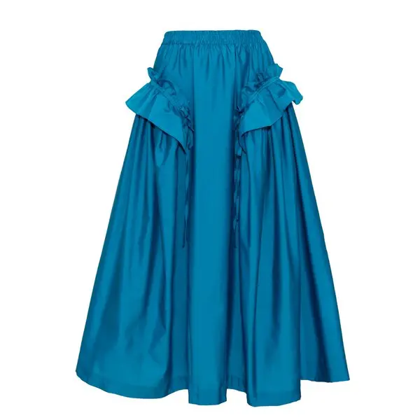 KAROLINA OZOLINSIUTE Laura A-line Turquoise Skirt With Ruffles - Blue