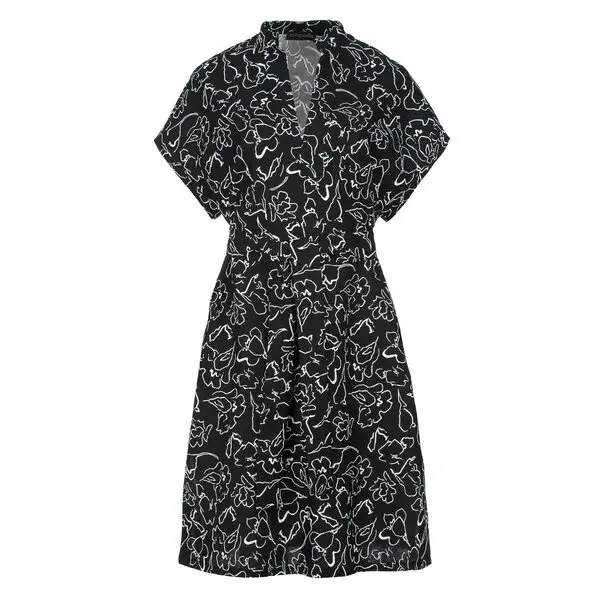 CONQUISTA Print Sleeveless Dress With Side Slits - Black