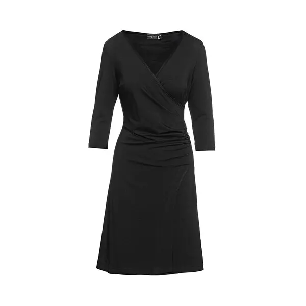 CONQUISTA Faux Wrap Dress In Sustainable Fabric - Black