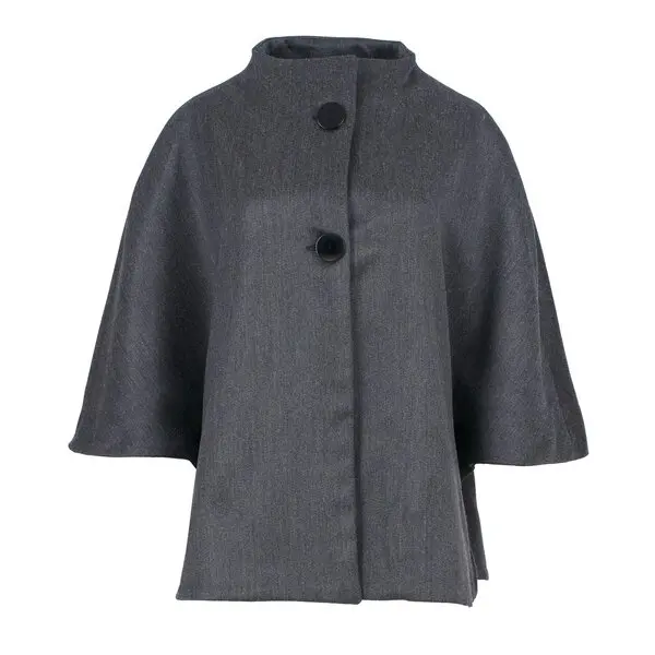 CONQUISTA Dark Wool Cape With Short Sleeves