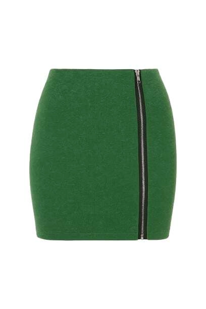 CONQUISTA Zip Detail Mini Skirt - Green