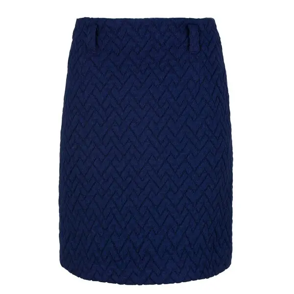 CONQUISTA Jacquard Wool Coat Fabric Mini Skirt - Blue