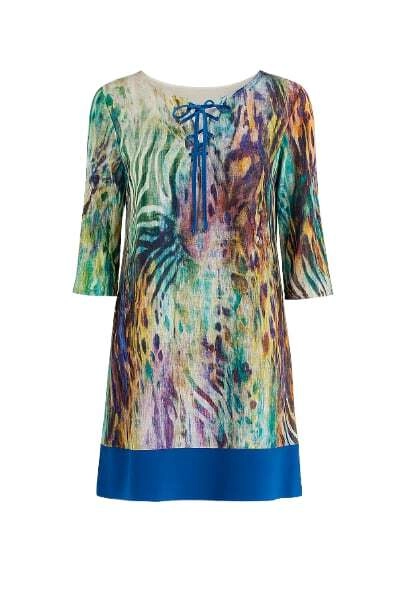 CONQUISTA Hem Detail A Line Dress - Blue