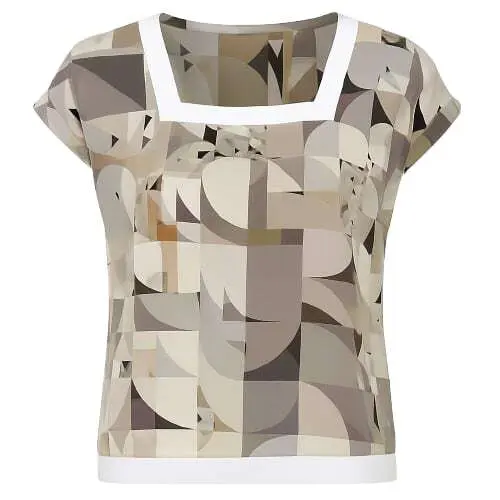 CONQUISTA Silky Short Sleeved Print Top