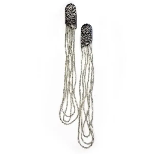 WAIWAI Lyra Beaded Leather Earrings - Silver