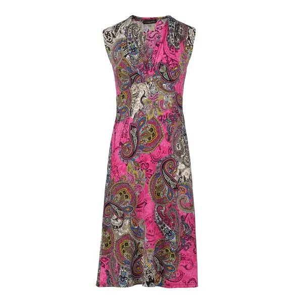 CONQUISTA Print Fuchsia Jersey Empire Line Dress - Pink