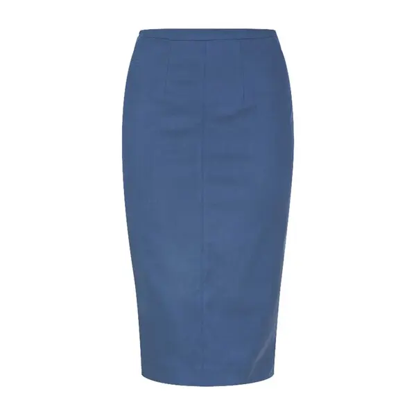 CONQUISTA Navy Fitted Midi Skirt - Blue