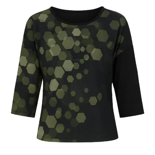 CONQUISTA Sheer Back Print Crop Top