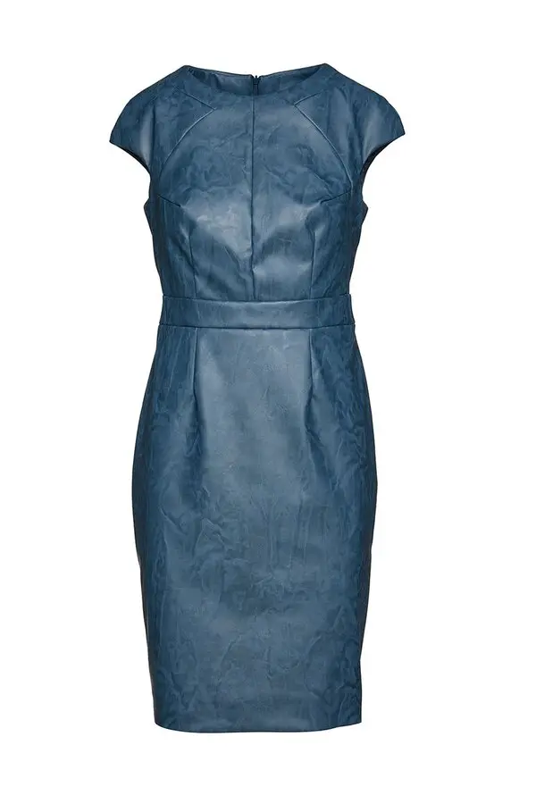 CONQUISTA Indigo Faux Leather Dress - Blue