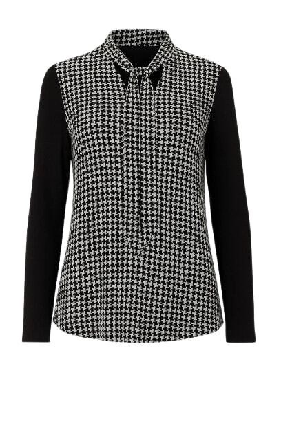 CONQUISTA Long Sleeve Print Top With Neck Tie