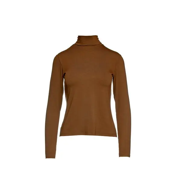 CONQUISTA Biscuit Colour Long Sleeve Polo Neck Jumper - Brown