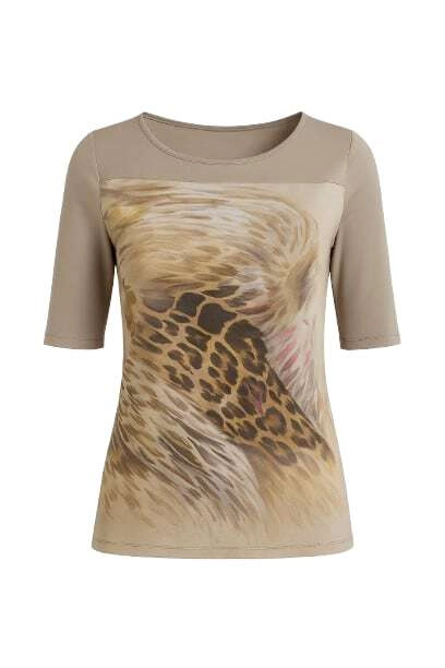 CONQUISTA Animal Print & Solid Colour Top