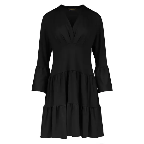 CONQUISTA Jersey Tiered Dress - Black