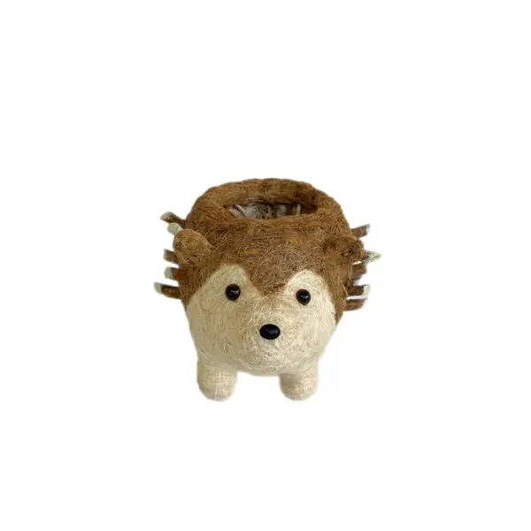 YUMI WEAVES Hedgehog Plant Pot And Desk Organiser - Brown