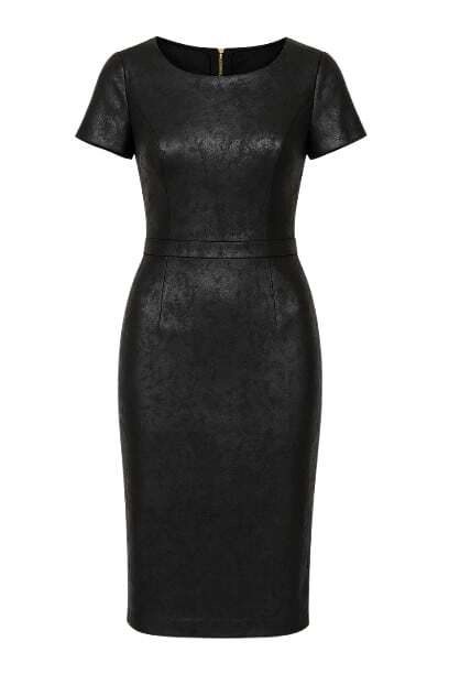 CONQUISTA Leather Effect Fitted Dress