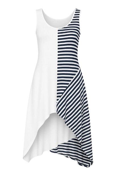 CONQUISTA Asymmetrical Stripe Detail Tunic Navy - Blue