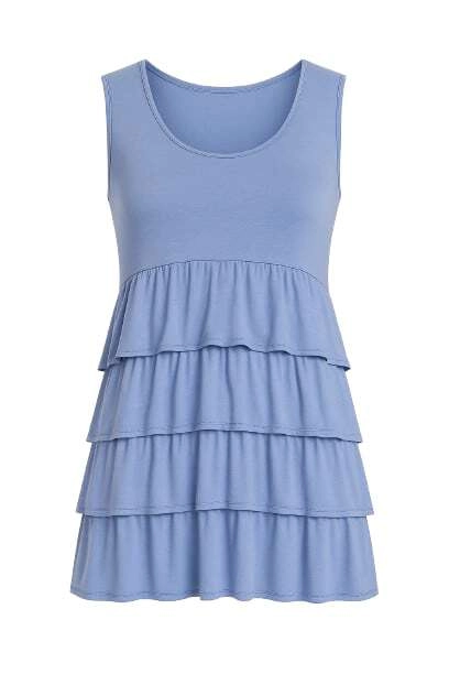 CONQUISTA Sleeveless Tiered Frill Top