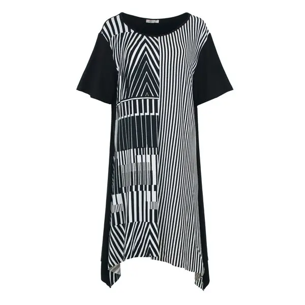 CONQUISTA Graphic Elegance Jersey Dress - Black