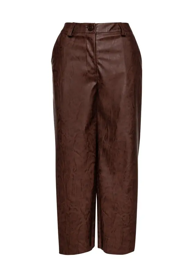 CONQUISTA Chocolate Faux Leather Culottes